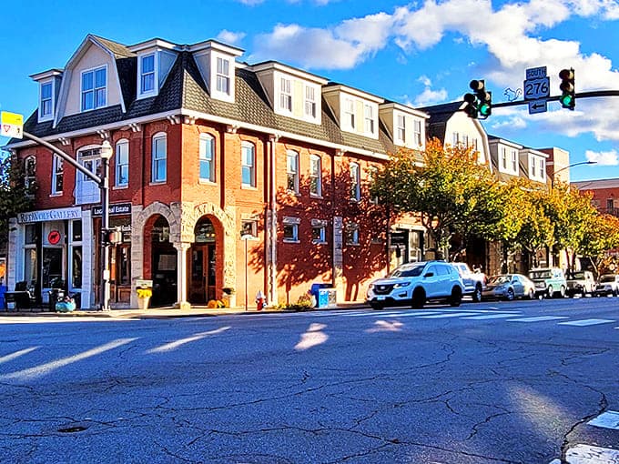 Brevard's charming downtown invites you to slow down and savor life. Brick buildings and autumn trees create a postcard-perfect scene straight from a simpler time.
