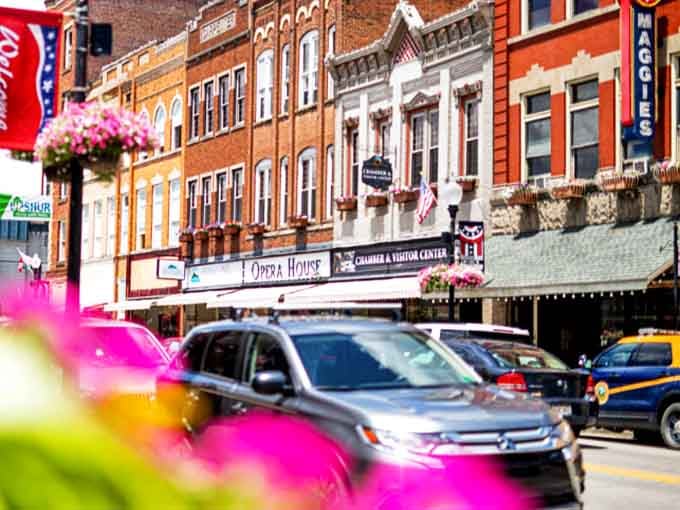 Buckhannon's historic Main Street blooms with colorful flowers and classic brick buildings that whisper stories of simpler times.