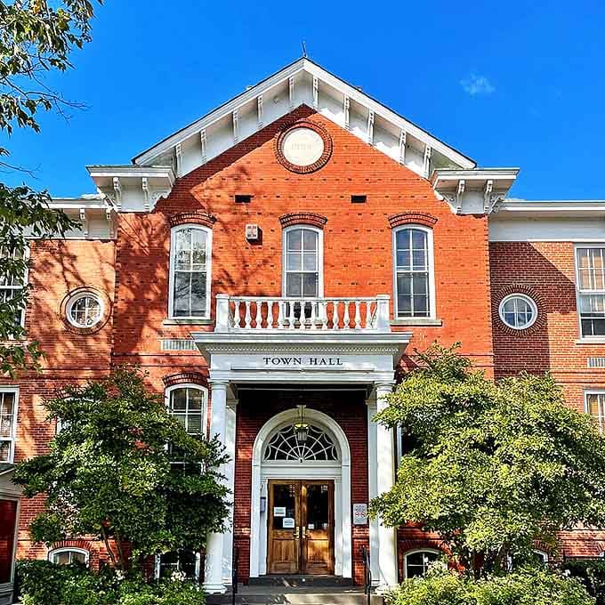 Cranbury's brick Town Hall stands proudly like the town's wise elder, watching over generations of residents.