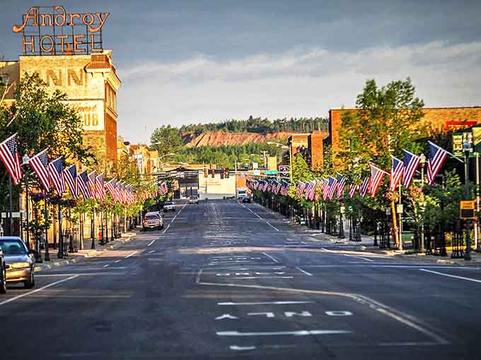 Hibbing's wide main street offers a perfect canvas for community life, with lampposts that have witnessed decades of Iron Range history.