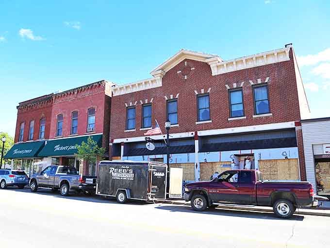 Historic brick buildings line Prairie du Chien's main street, where time seems to slow down just enough to savor life's simple pleasures.