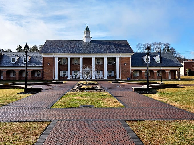 This stately brick building in Brevard could be the town hall in Mayberry! Classic columns and symmetrical design speak to the town's appreciation for timeless architecture.