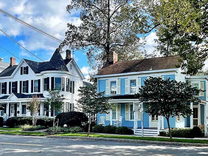 Victorian homes line Cranbury's streets like colorful gems, each one telling its own charming family story.