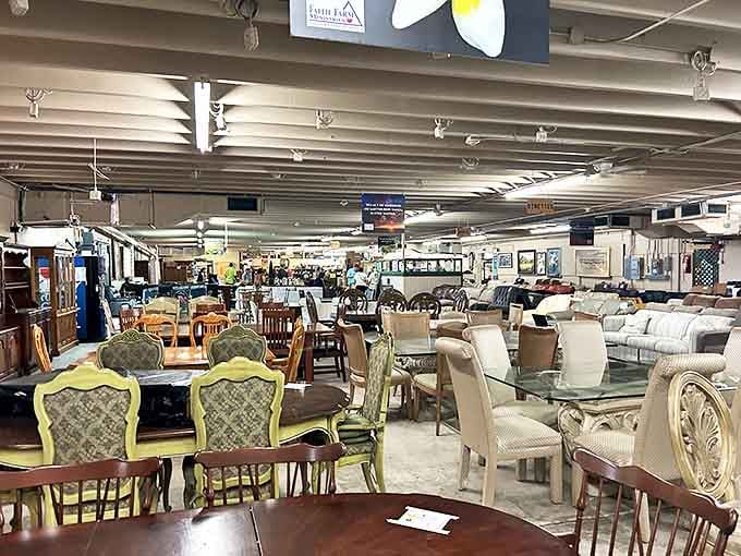 Not your average thrift store furniture section – these displays rival upscale showrooms without the heart-stopping price tags.