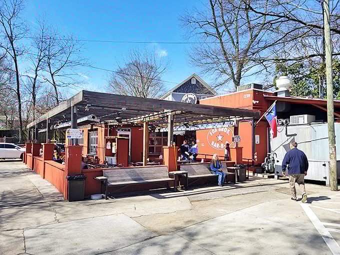 Those red walls at Fox Bros aren't just for show&mdash;they're warning signs that seriously addictive BBQ happens here.