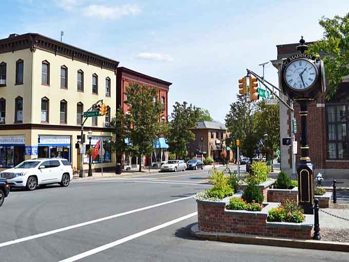 Madison's colorful storefronts create that perfect small-town tapestry where everyone knows your coffee order and your business.