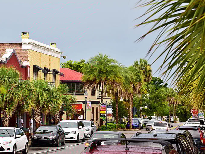 Palm trees and historic storefronts line Mount Dora's streets, creating the perfect backdrop for leisurely afternoon strolls.