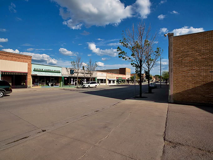 Valley City's Main Street offers a peaceful shopping experience with locally-owned businesses where transactions happen at a relaxed pace.