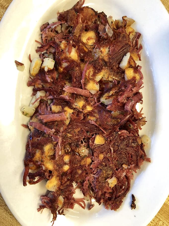 Behold the holy grail &ndash; Miss Worcester's legendary corned beef hash, crispy-edged and tender inside, with chunks of meat that remind you what hash is supposed to be.