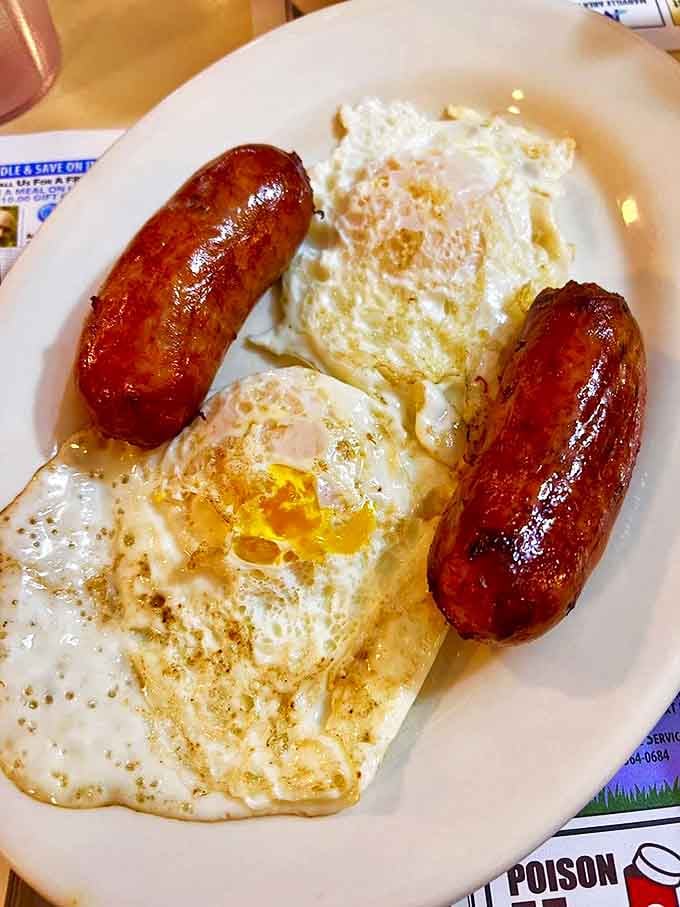 Sunny-side up eggs with sausage links that snap when you bite them&mdash;the breakfast equivalent of a perfect high-five to start your day.