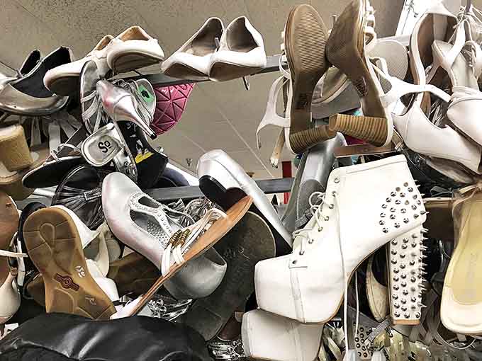 The footwear section &ndash; a chaotic sculpture garden where platform boots and sensible flats coexist in beautiful, bargain-priced harmony.