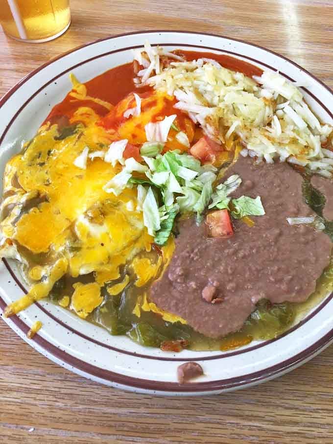 Christmas in New Mexico comes on a plate: red and green chile smothering eggs until they surrender in the most delicious way possible.