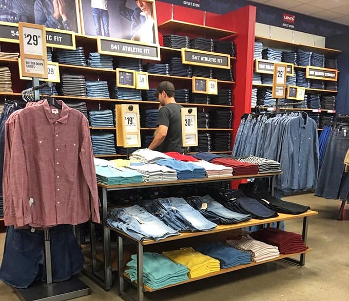 The Levi's section stands ready for denim enthusiasts to find their perfect pair without the perfect-pair price tag.