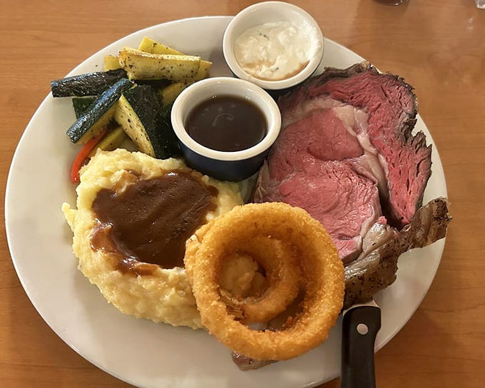 This isn't just prime rib—it's a masterclass in patience. That perfect pink center didn't happen by accident, folks.