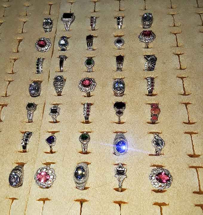 Gemstones catching the light like tiny disco balls&mdash;this jewelry display offers more bling for your buck than any mall could dream of.