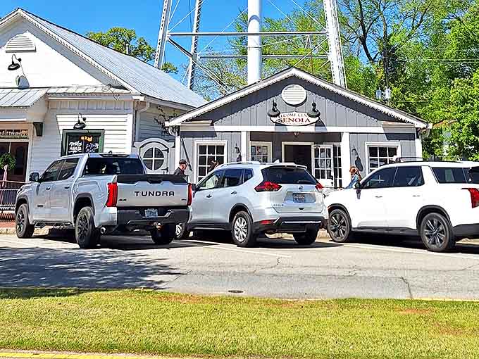 The Senoia Welcome Center, with its charming white clapboard exterior, offers visitors their first taste of the town's historic character.