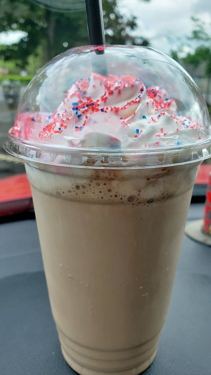 This milkshake brings all the joy to the yard. Topped with festive sprinkles, it's a celebration in a cup.