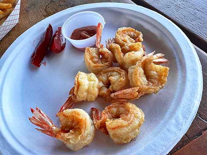 Golden-fried shrimp that snap between your teeth, served simply on a paper plate&mdash;because when seafood is this good, fine china would just get in the way.
