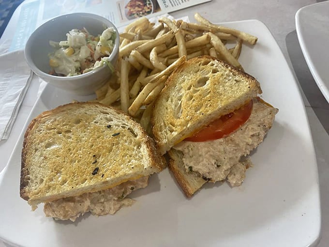 A tuna sandwich that actually tastes like the ocean intended, paired with fries that didn't spend their best years in a freezer.