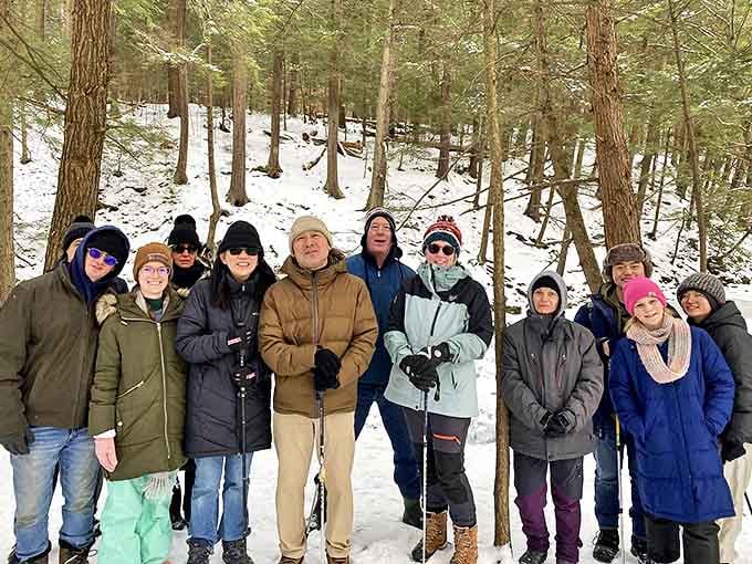 Winter wanderers finding joy in the snowy landscape, proving that Salt Springs' magic doesn't hibernate when temperatures drop.