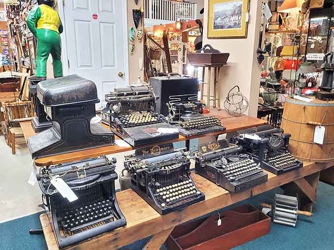 A typewriter collection that makes you wonder how Hemingway ever finished a novel with these mechanical marvels. Each key stroke required the finger strength of a concert pianist.