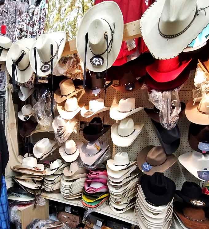 Cowboy hat heaven! From pristine white Stetsons to weathered trail favorites, your inner Yellowstone character is waiting to be unleashed.