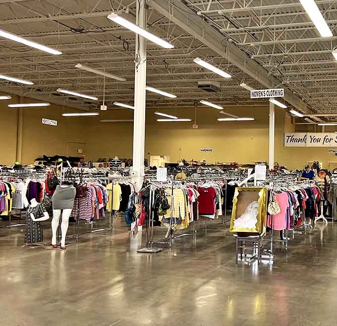 The women's clothing section stretches as far as the eye can see—more options than your Netflix queue on a snowy Wyoming weekend.