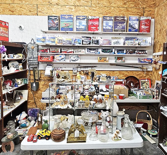 Collector heaven! From model cars to delicate glassware, this booth is where childhood nostalgia meets adult purchasing power.