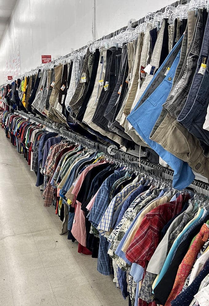 Organized chaos at its finest! Color-coded sections guide you through this labyrinth of secondhand treasures like a well-designed treasure map.