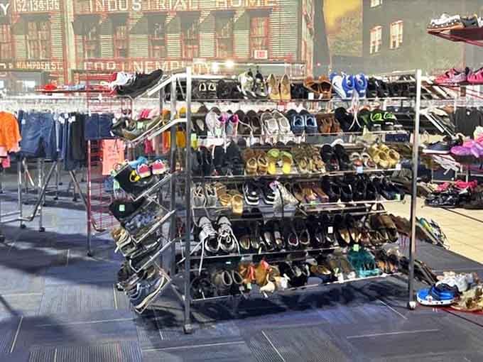Footwear paradise! From practical sneakers to statement heels, these racks hold the potential for that "can you believe I only paid $5?" moment.