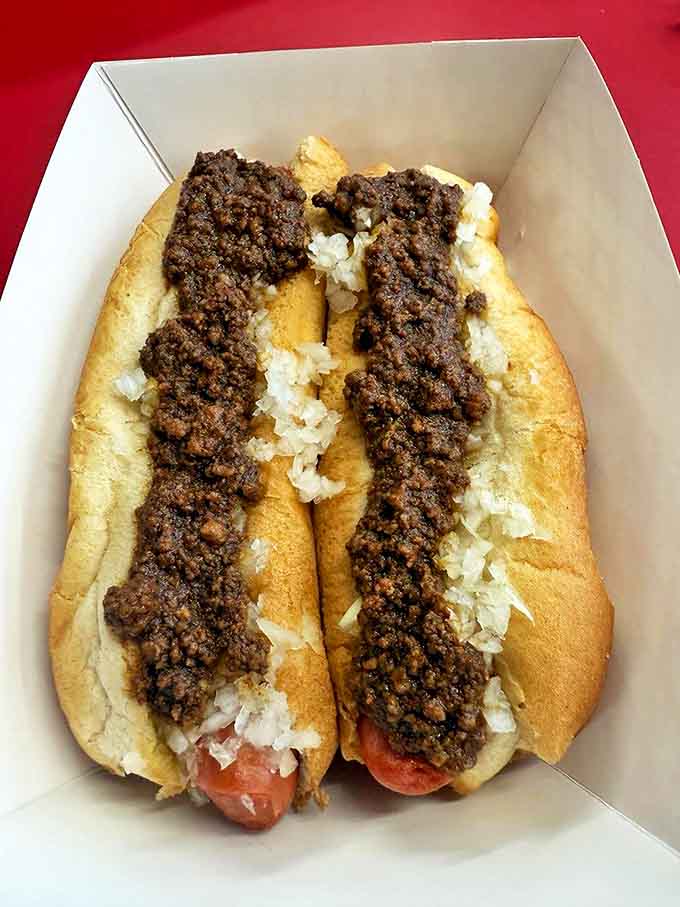 The famous sauce isn't just a topping&mdash;it's the crown jewel of New Britain's culinary landscape. Two perfect stripes of meaty magic.