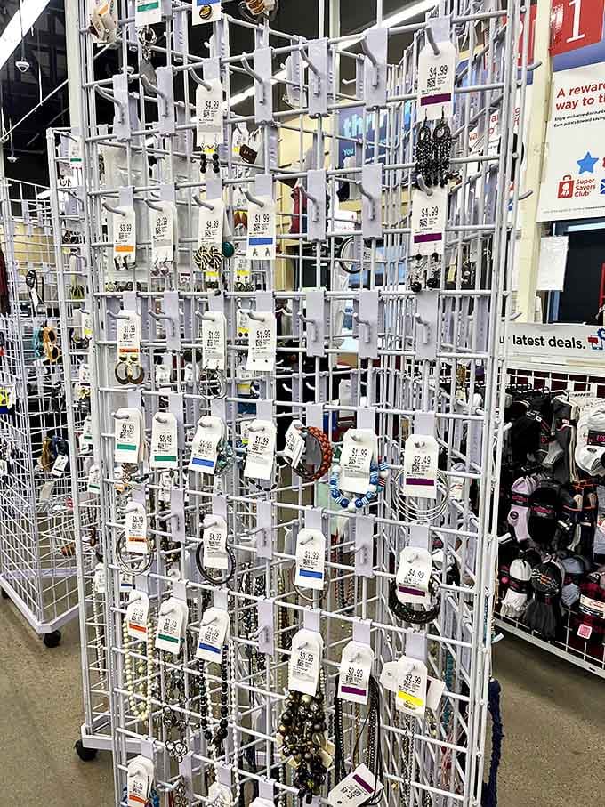 Jewelry hunters, prepare your magnifying glasses! This treasure wall transforms one person's "not quite me" into another's perfect statement piece.