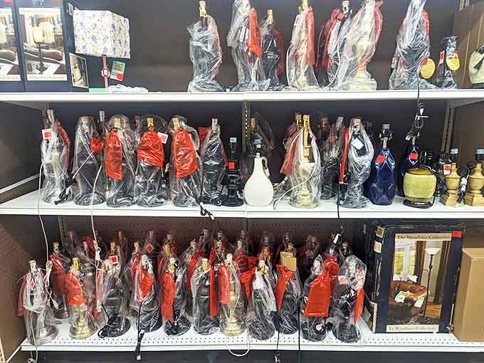 Decorative lamps wrapped in plastic like mysterious gifts waiting to be unveiled &ndash; home d&eacute;cor that won't break the bank.