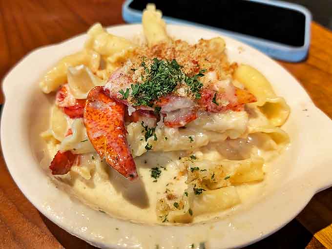 This lobster mac and cheese doesn't just speak to your inner child – it hosts a black-tie gala for your sophisticated adult palate.