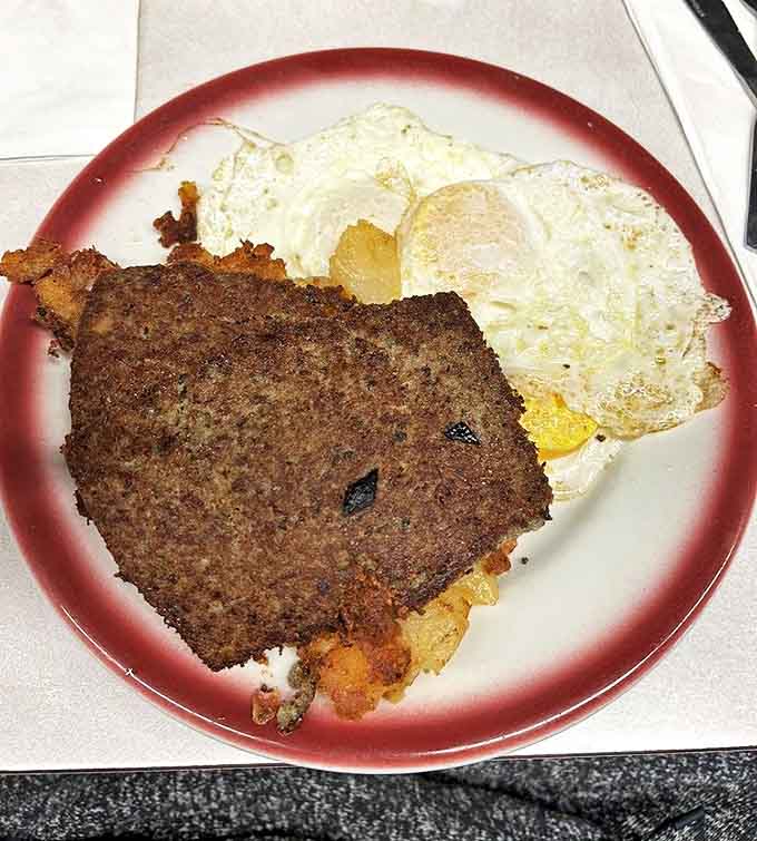 Scrapple: that mysterious breakfast meat that divides families. Paired with sunny-side-up eggs, it's the Jersey breakfast of champions that demands to be tried.
