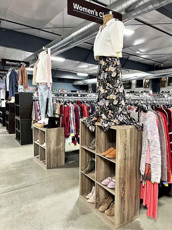 Mannequins sporting stylish outfit combinations prove thrift store fashion isn't just affordable&mdash;it's downright chic. That floral skirt would cost triple elsewhere.