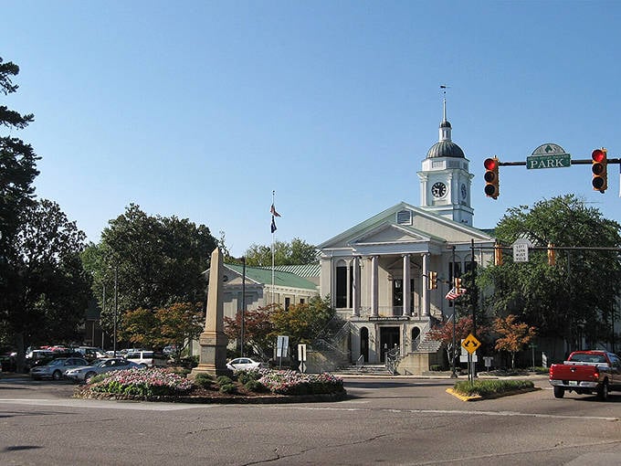 Aiken's historic courthouse stands proudly in the town center, where you could imagine star-crossed lovers meeting beneath the clock tower.