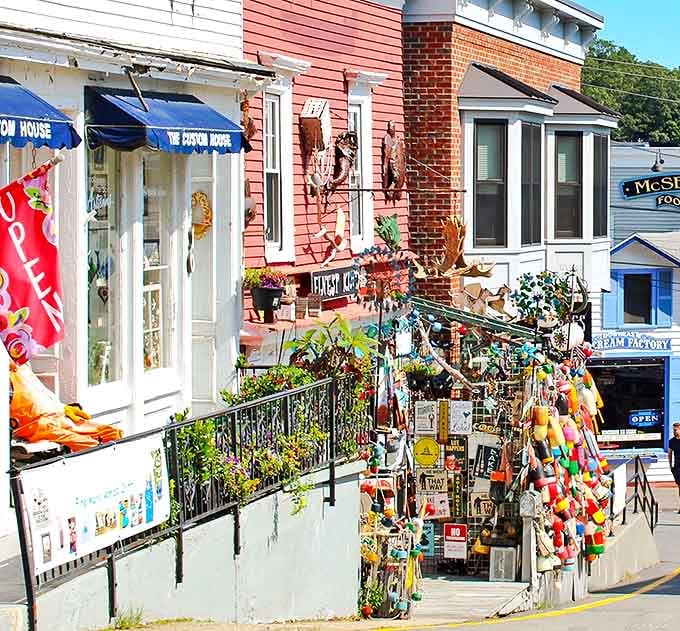 Colorful storefronts and coastal character define Boothbay Harbor, where off-season living feels like finding hidden treasure without a map.