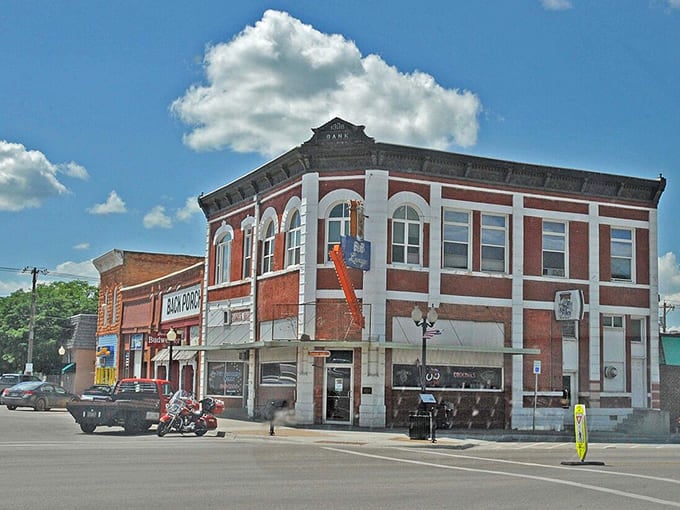 Historic brick buildings line Spearfish's Main Street, where time seems to slow down just enough to savor the moment.