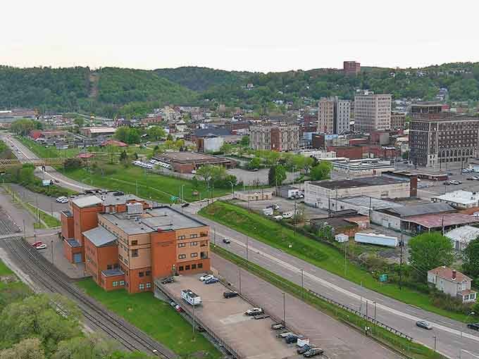 Steubenville's hillside setting creates a natural amphitheater of rooftops and rolling terrain. Drama without the ticket price!