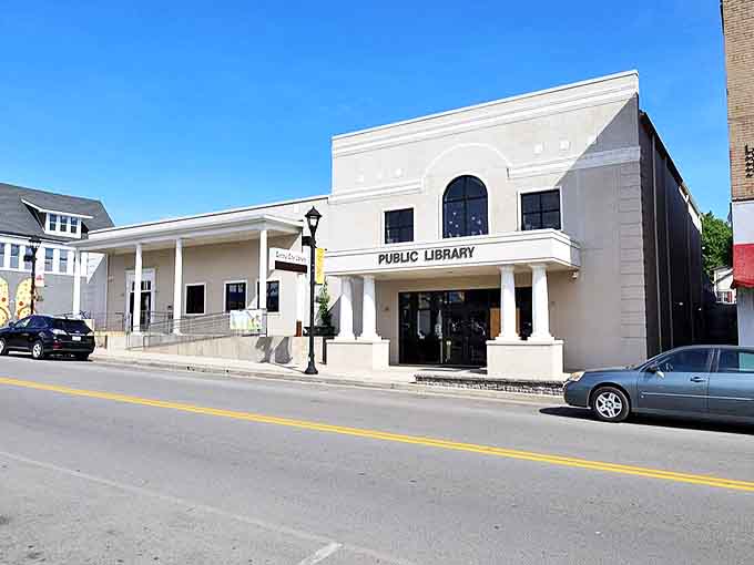 The public library stands as a community centerpiece in small-town Kentucky, offering free resources and gathering spaces for residents.