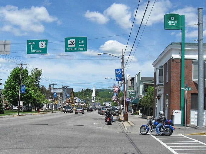 The intersection in Colebrook might be the only place where "rush hour" means three cars waiting at the stoplight.