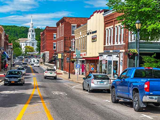 Summer blooms frame Middlebury's main street &ndash; a college town that somehow feels both scholarly and delightfully relaxed.