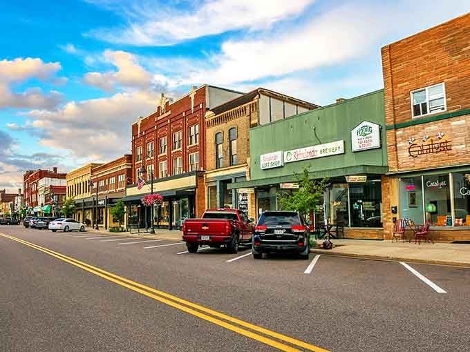 The heart of Rhinelander welcomes visitors with small-town storefronts that haven't forgotten their Northwoods roots.