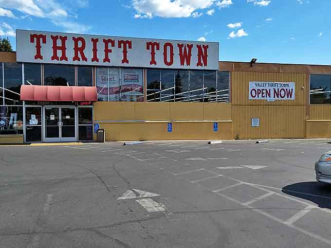 "SALE TODAY!" seems permanent at Thrift Town, where every day feels like a bargain hunter's holiday.