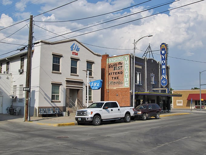 Historic Wyoming Theater stands proudly on Torrington's Main Street, inviting locals to "attend the movies."