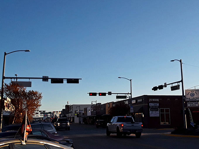 Blue skies frame Torrington's main street, where small-town charm and affordable living are still proudly on the menu.