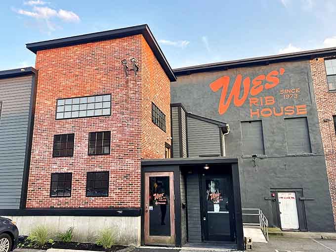 The weathered sign and shingled exterior hide decades of smoke-infused wisdom. Chicken pot pie gets top billing, but the ribs steal the show.