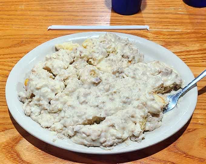 Biscuits and gravy so hearty they could fuel a coal miner's shift&mdash;a plate of pure West Virginia comfort that hugs you from the inside.