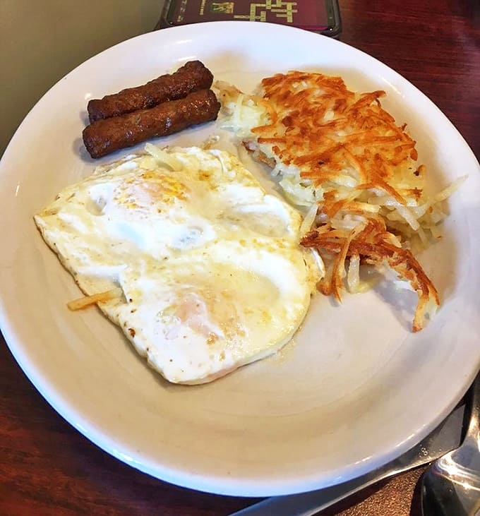 Two eggs, crispy hash browns, and sausage links&mdash;the holy trinity of breakfast that's fueled hardworking Iowans since before your grandpa was knee-high to a grasshopper.